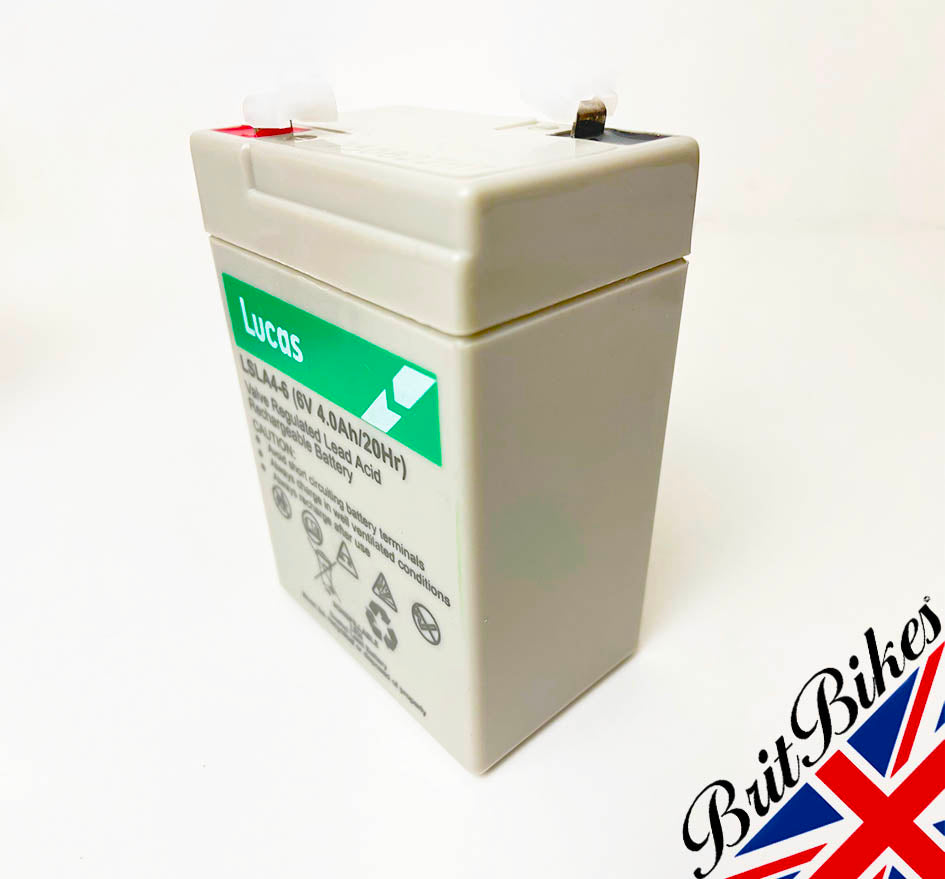 GENUINE 6V 4AH AGM LUCAS BATTERY LSLA4-6 CLASSIC MOTORCYCLE - BSA TRIU ...