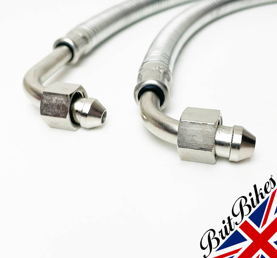 BSA A7 A10 SWINGING ARM MODELS ARMOURED OIL FEED PIPES UK MADE - 42-83 ...