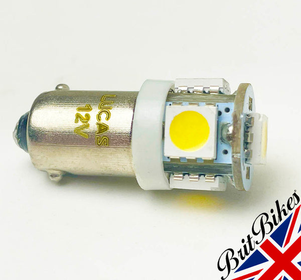 GENUINE LUCAS CLASSIC MOTORCYCLE LED INSTRUMENT PILOT BULB 12V BA9S BS ...