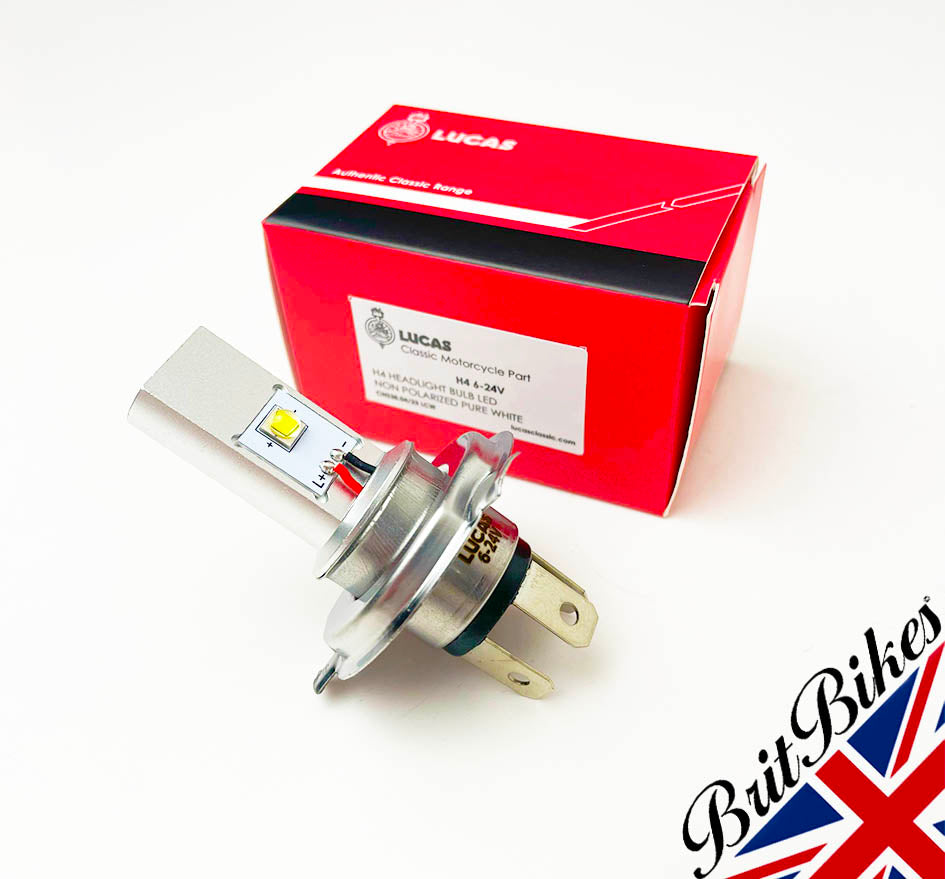 GENUINE LUCAS MOTORCYCLE CAR H4 LED HEADLIGHT BULB 6-24V DUAL POLARITY ...