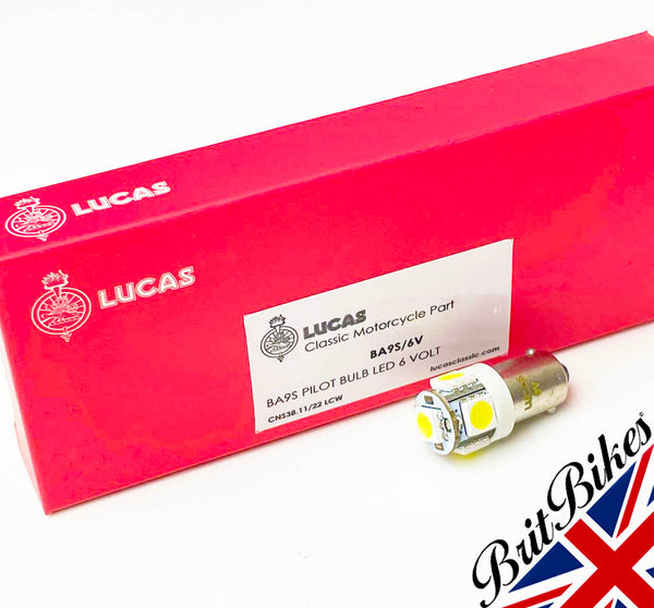 GENUINE LUCAS CLASSIC MOTORCYCLE LED INSTRUMENT PILOT BULB 6V BA9S BSA ...