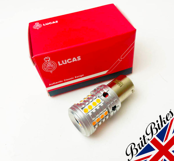 GENUINE LUCAS MOTORCYCLE CAR AMBER LED TURN SIGNAL INDICATOR BULB 12V ...