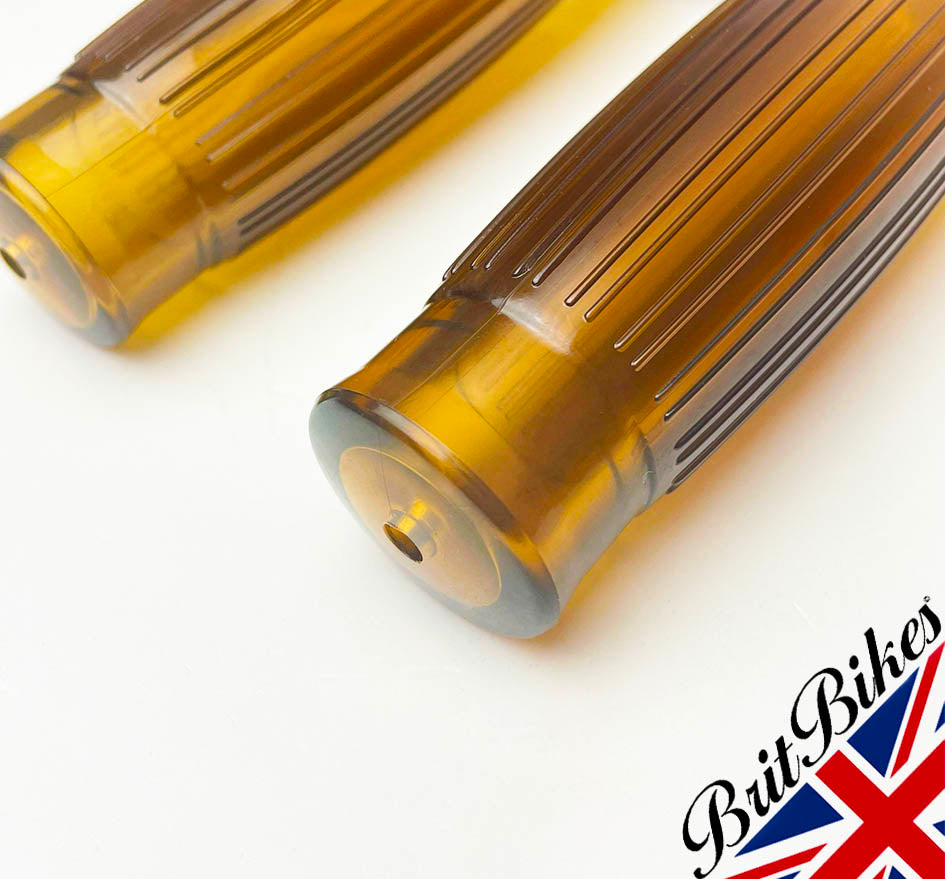 Brown Motorcycle Grips Pair Of Beston Cafe Racer Handlebar Grips - Gel ...