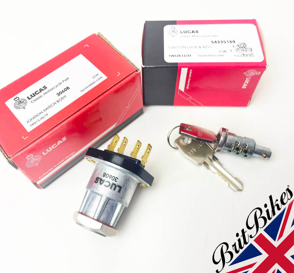 LUCAS 30608 IGNITION SWITCH & KEYS COMPLETE BSA A65 NORTON TRIUMPH T14 ...