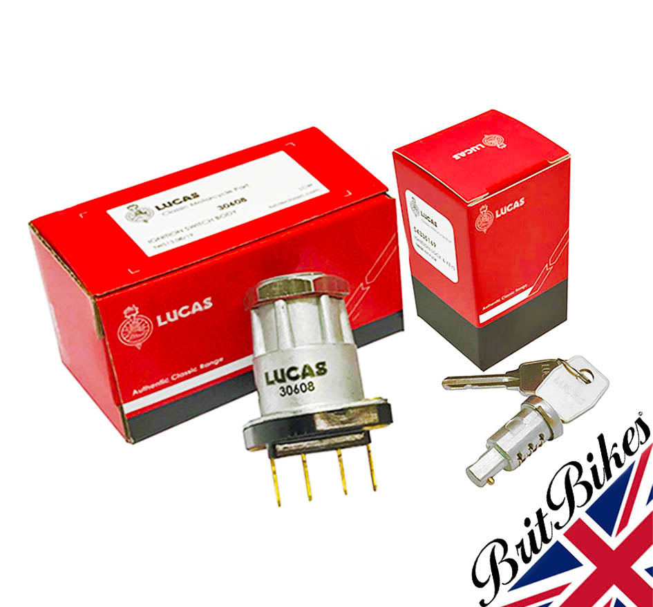 LUCAS 30608 IGNITION SWITCH & KEYS COMPLETE BSA A65 NORTON TRIUMPH T14 ...