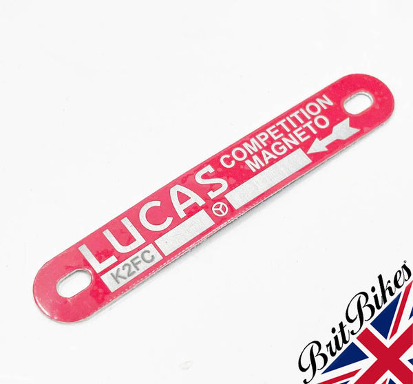 GENUINE LUCAS K2FC COMPETITION MAGNETO LABEL DECAL RED ANTI CLOCKWISE ...
