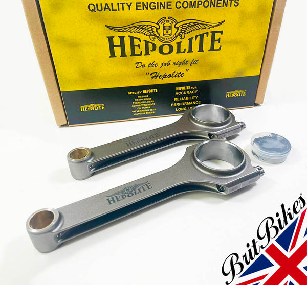 PAIR OF HEPOLITE TRIUMPH 500 650 T120 TR6 etc H BEAM 4340 STEEL CON RO ...