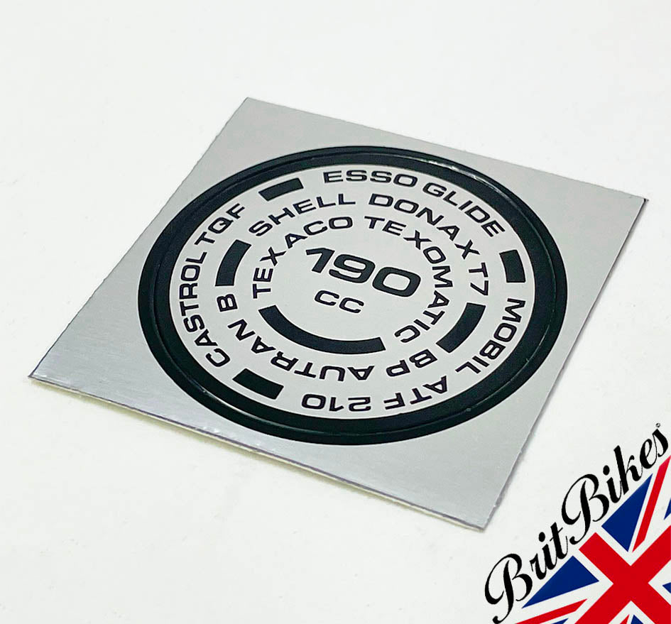 TRIUMPH T120 T140 TR7 FORK TOP NUT 190CC DECAL STICKER BLACK SILVER 97 ...