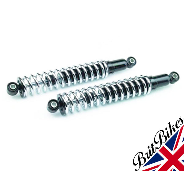 PAIR OF 12.9" SHOCKS & CHROME SPRINGS NORTON MODEL 50 ES2 88 99 WIDELI ...