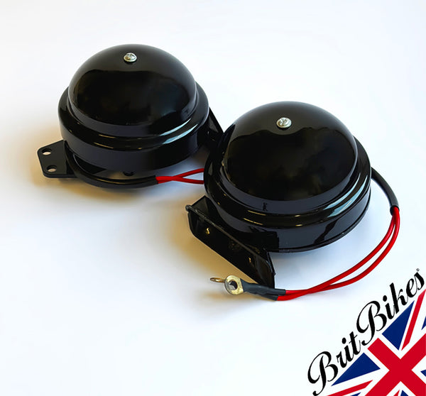 PAIR OE STYLE WINDTONE HORNS FOR TRIUMPH & BSA MOTORCYCLES CLASSIC CAR ...