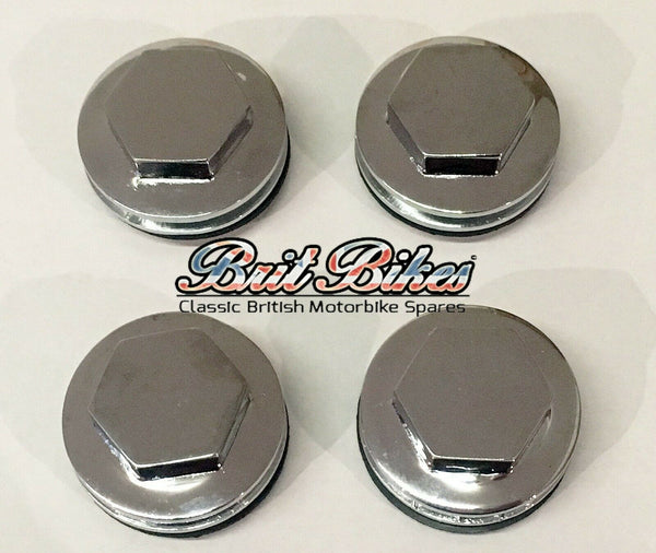 TRIUMPH TWIN UNIT MODELS FINNED CHROME ROCKER CAPS SET OF 4 - 70-4610 ...