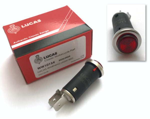 GENUINE LUCAS HEADLAMP WARNING LIGHT ROUND RED - BSA TRIUMPH 54363454 ...