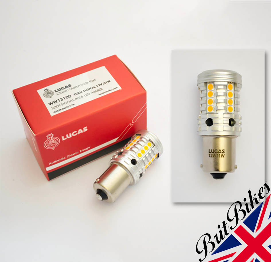 GENUINE LUCAS MOTORCYCLE CAR AMBER LED TURN SIGNAL INDICATOR BULB 12V ...