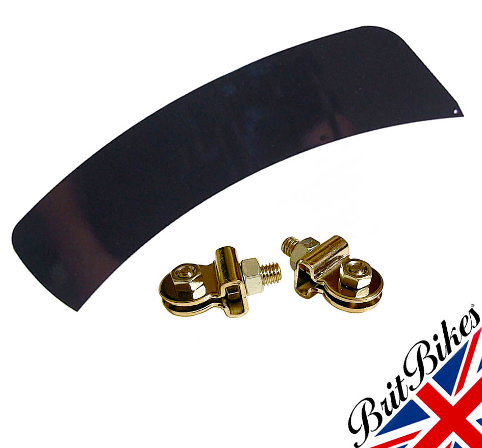 CLASSIC MOTORBIKE FRONT NUMBER PLATE BLADE & FIXINGS - GLOSS BLACK - U ...