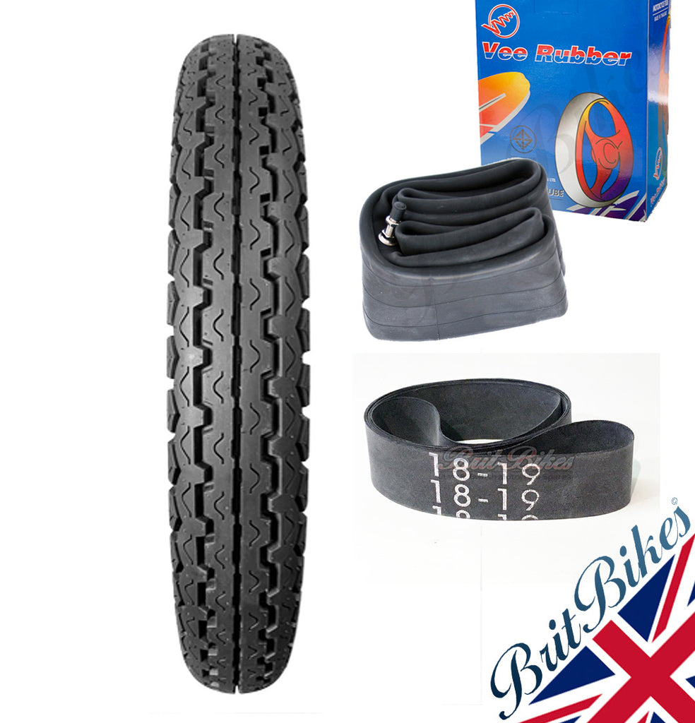 ORIGINAL STYLE K81 TREAD CLASSIC MOTORBIKE 3.60X19 FRONT TYRE & TUBE B ...