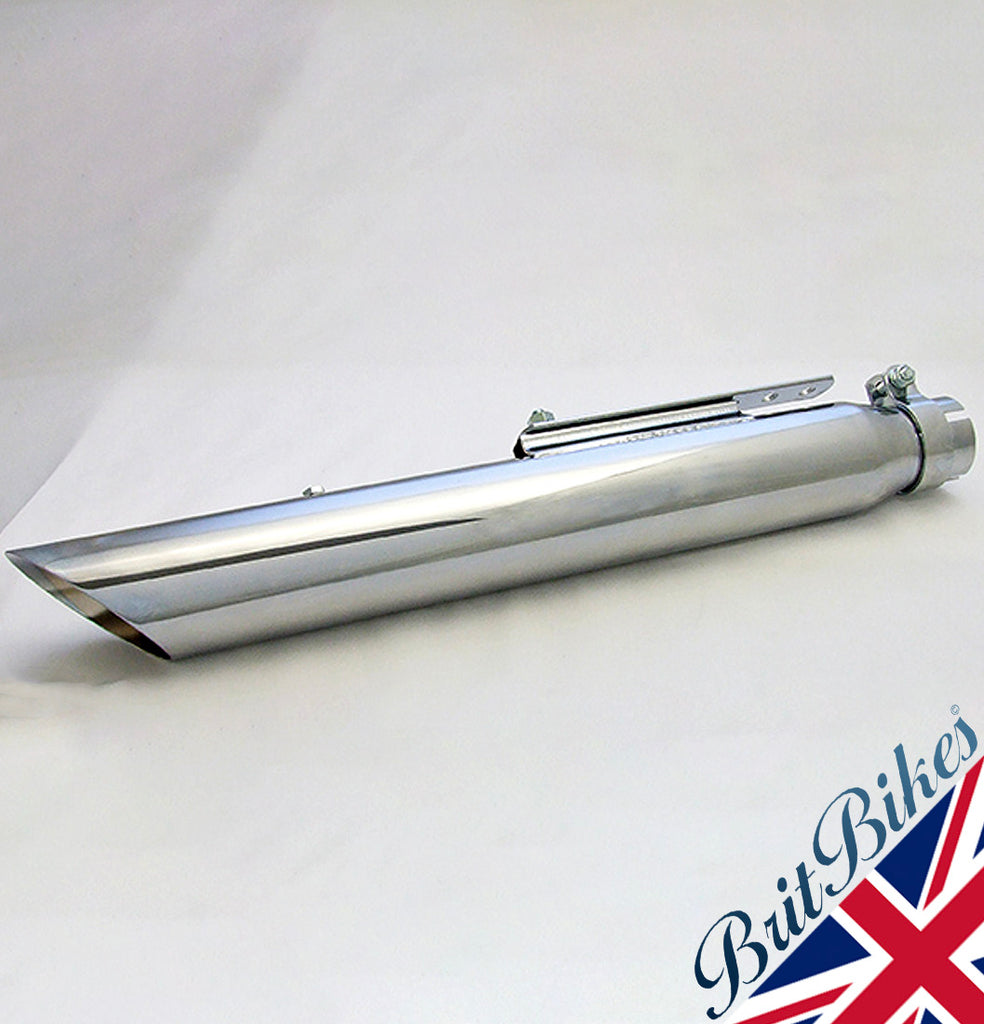 UNIVERSAL CHROME 19” SLASH CUT MOTORBIKE EXHAUST SILENCER CUSTOM – Brit ...